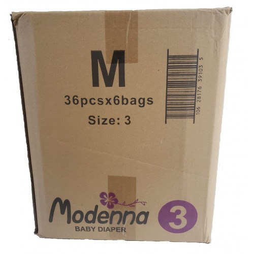 Economy Pack - 6 Bags/Carton (216 diapers) Medium | Modenna